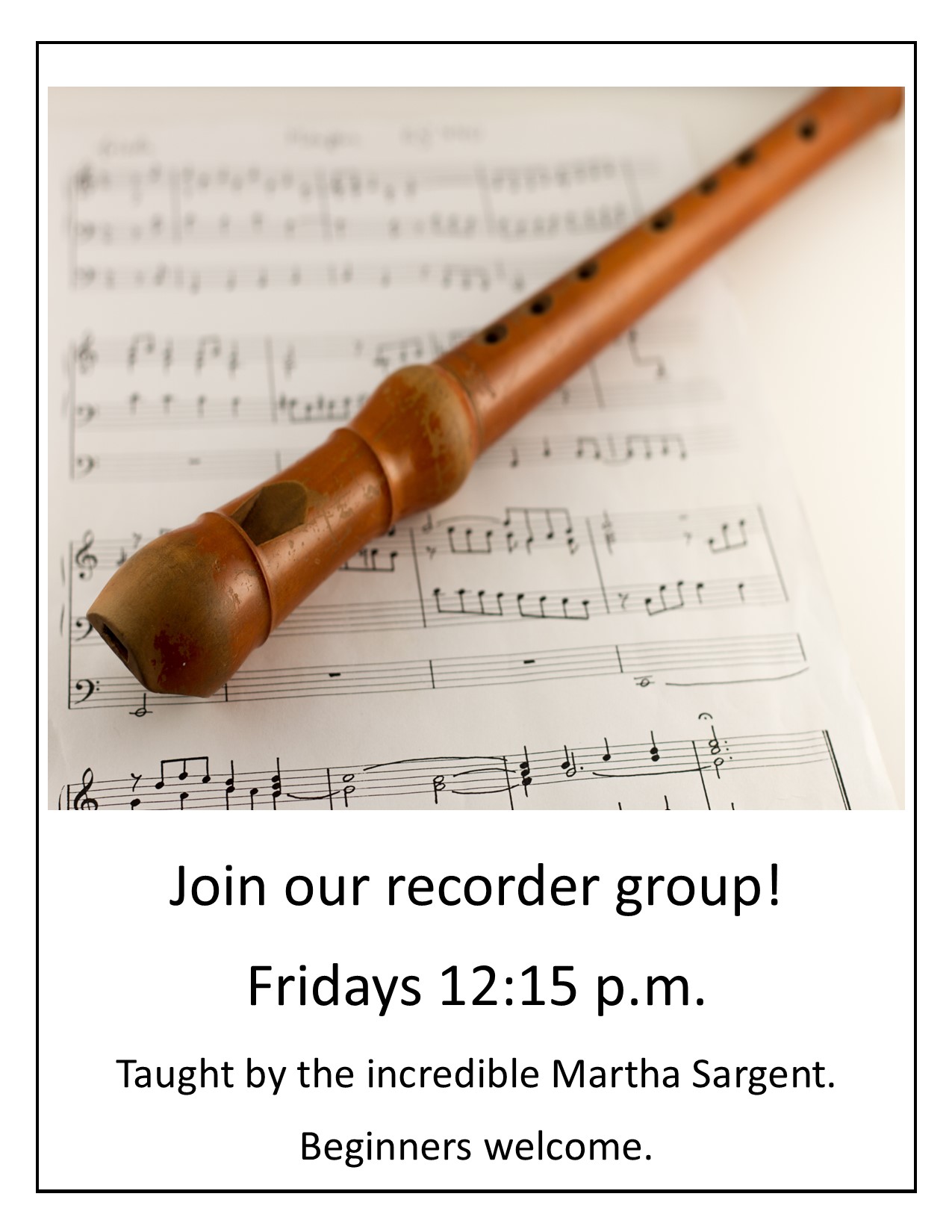 recorder group flyer – Springville Senior Center