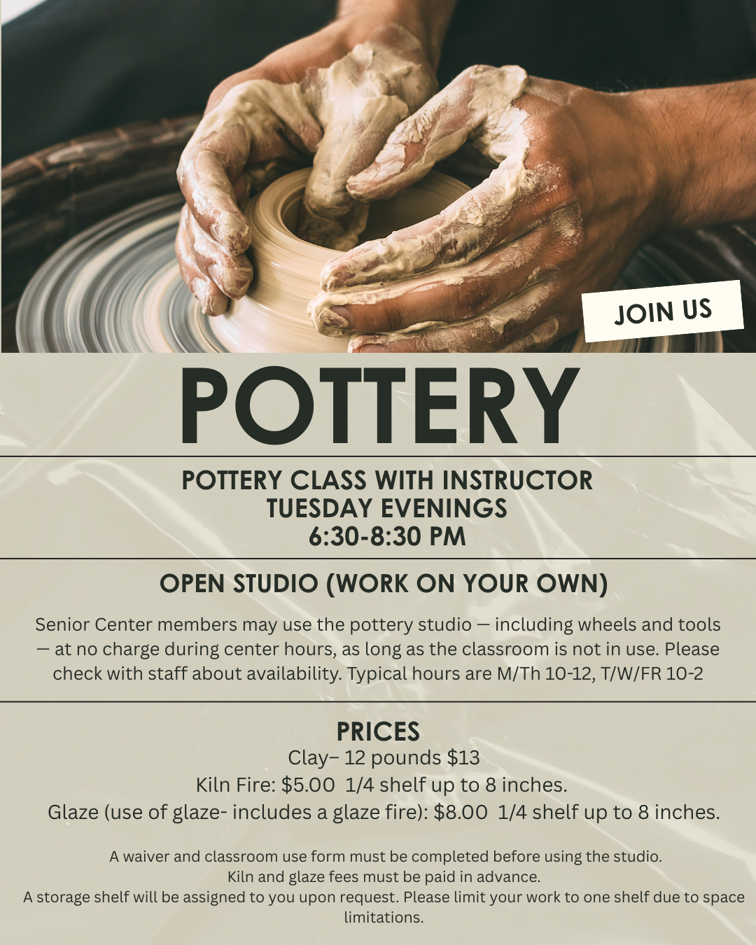 Pottery flyer 2025 – Springville Senior Center